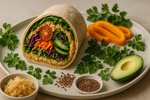 Panino con hummus di lievito madre e verdure per la salute intestinale ...
